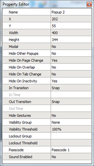 Popup properties